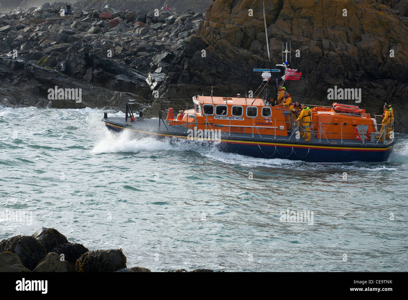 The RNLI lifeboat RNLB Mary Irene Millar, leaves Portpatrick harbor to ...