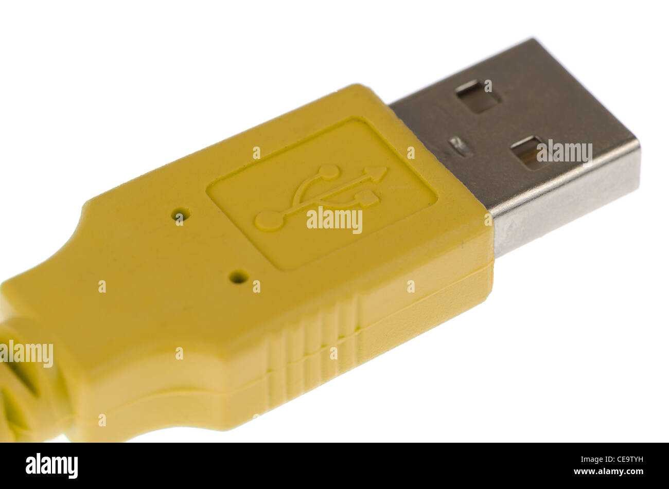 Yellow Computer USB 2.0 cable on an Isolated Background Stock Photo - Alamy