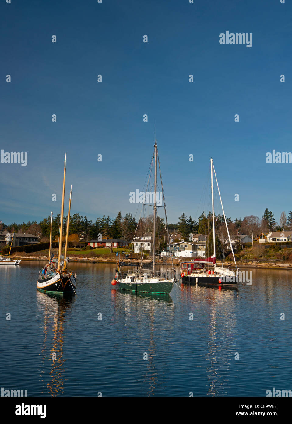 Leisure sailing boats at Comox Bay on the Courtney River Estuary ...