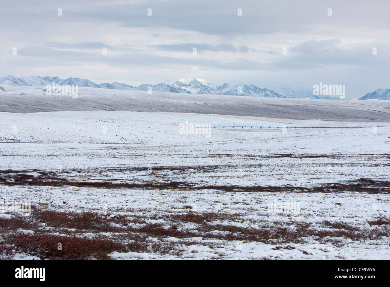 Scenic snowy winter mountainous landscape in Brooks Range, North Slope ...