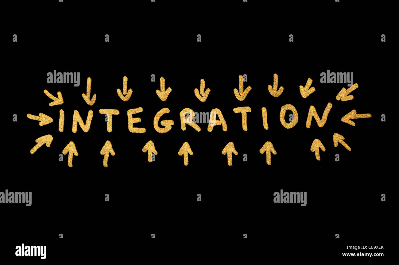Word Integration and points over black background Stock Photo - Alamy