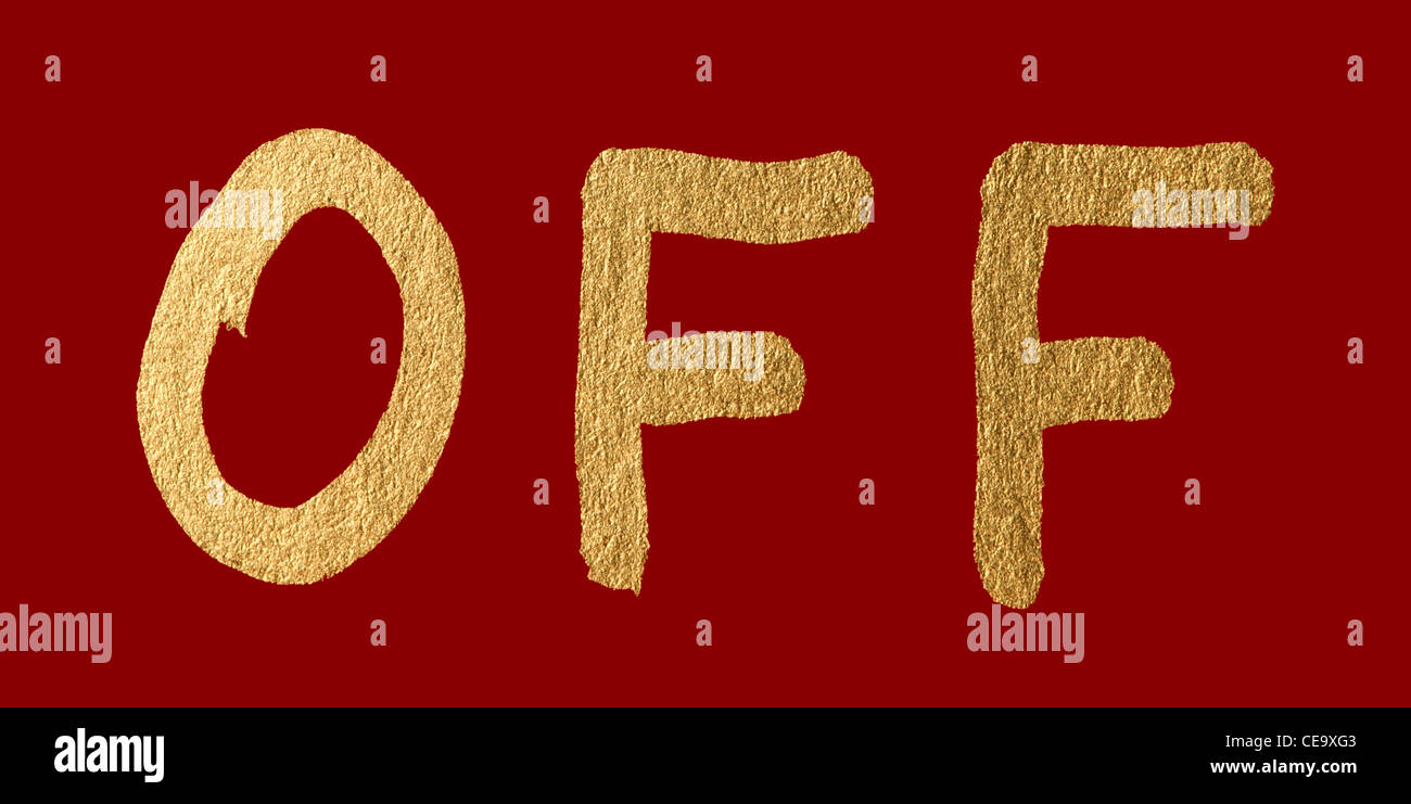 Word OFF shiny symbol over red Stock Photo - Alamy