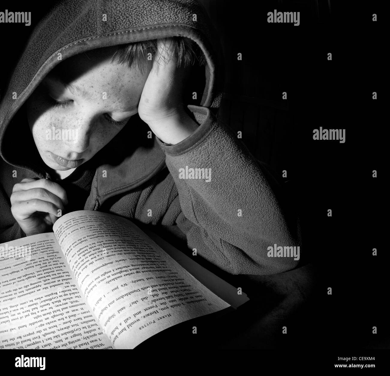 Boy reading Black and White Stock Photos & Images - Alamy