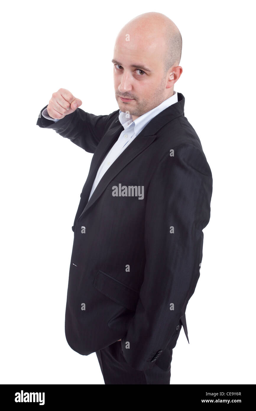 young casual mad man in a white background Stock Photo - Alamy