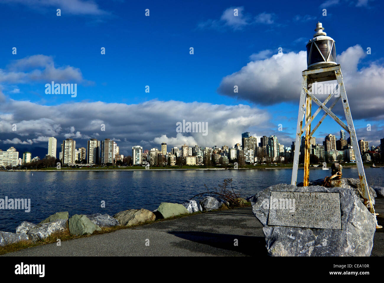 Looking at Vancouver West End False Creek from navigation light marker ...