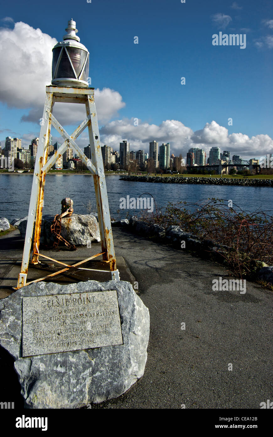 Looking at Vancouver West End False Creek from navigation light marker ...