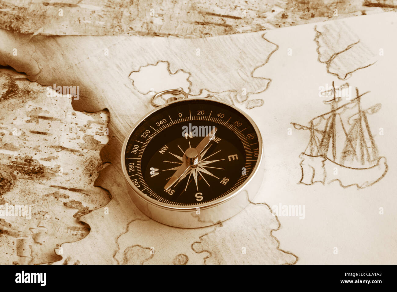Compass ancient map europe map hi-res stock photography and images - Alamy