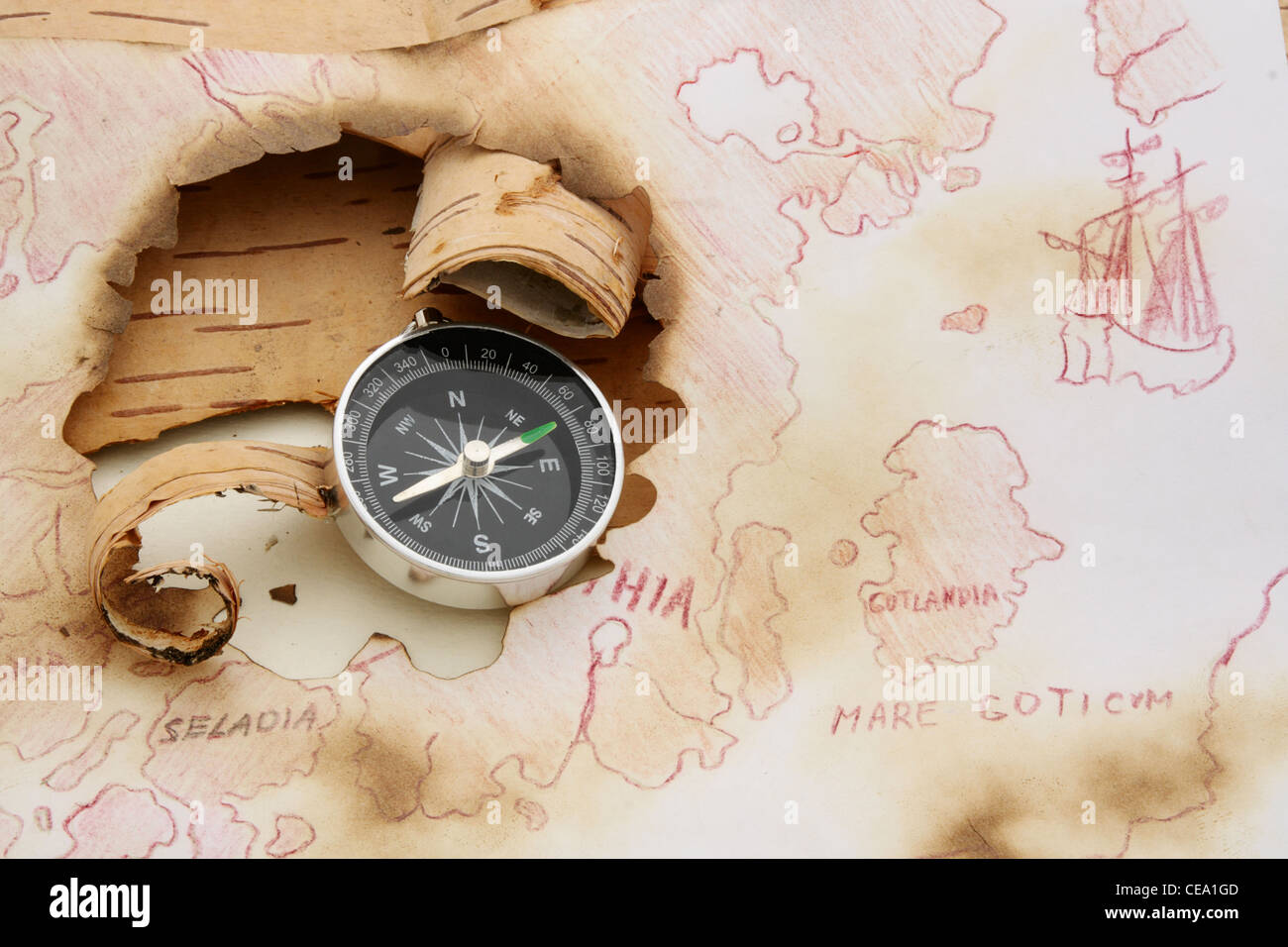 Compass ancient map europe map hi-res stock photography and images - Alamy