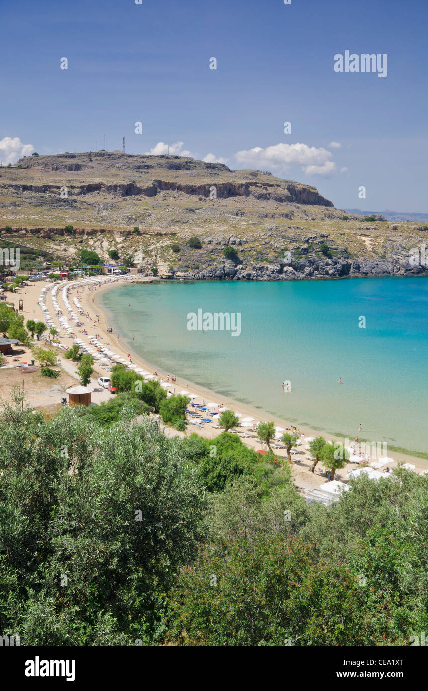 Lindos Town beach, Lindos, Rhodes, Greece Stock Photo - Alamy