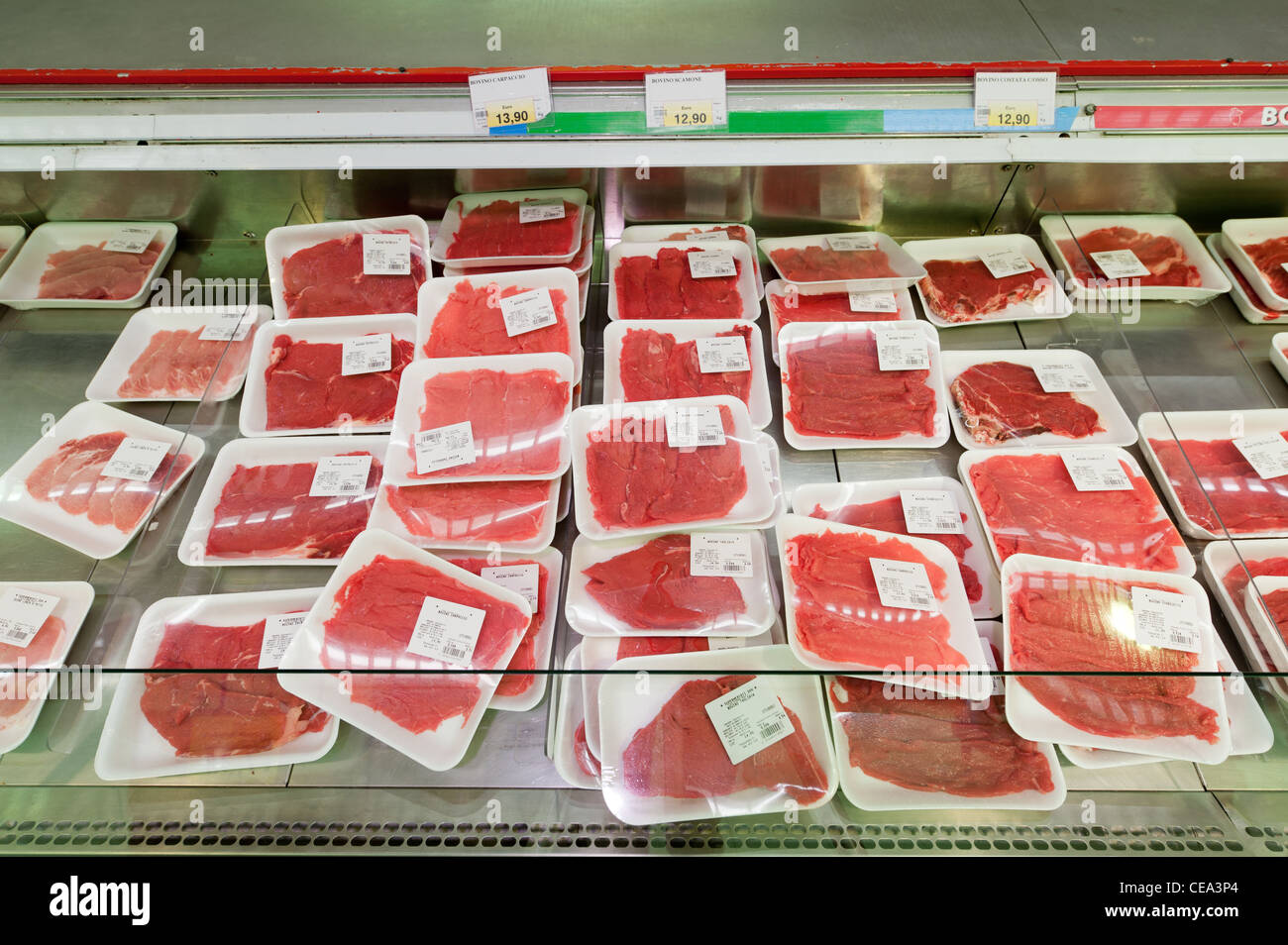 Supermarket aisle with meat products hi-res stock photography and ...