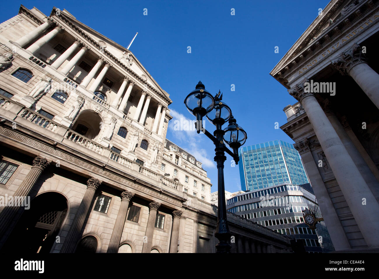 The Bank of England on Threadneedle Street opposite The Royal Exchange ...