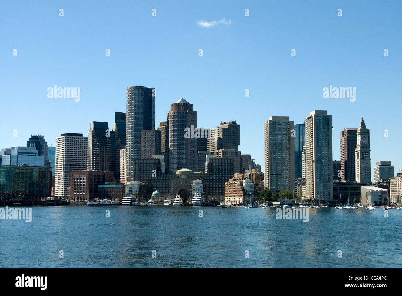 Boston waterfront viewed from Boston Harbor Stock Photo - Alamy