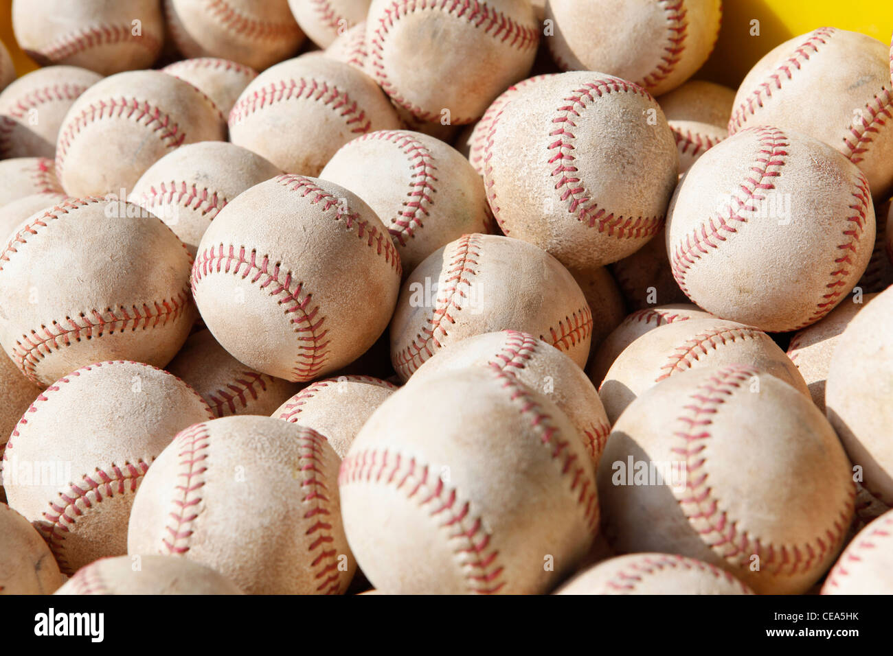 Used baseballs in rows Stock Photo - Alamy