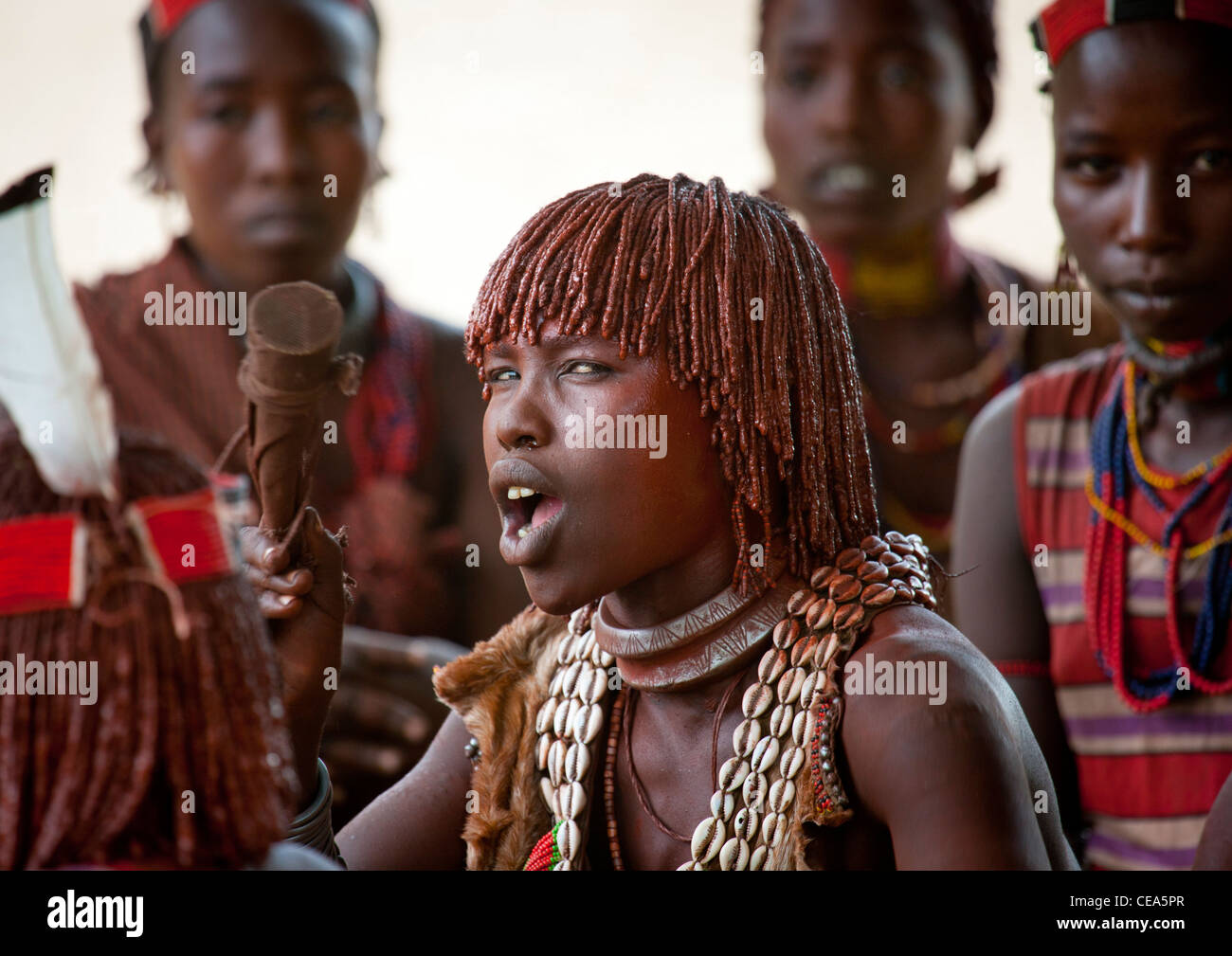 Hamer People Celebrating Bull Jumping Ceremony By Traditional Ritual ...
