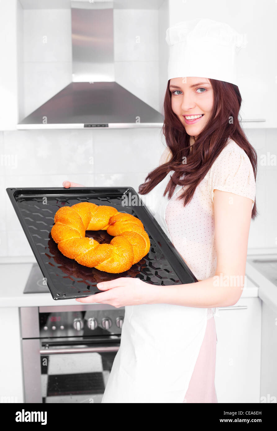 woman baking bread Stock Photo - Alamy