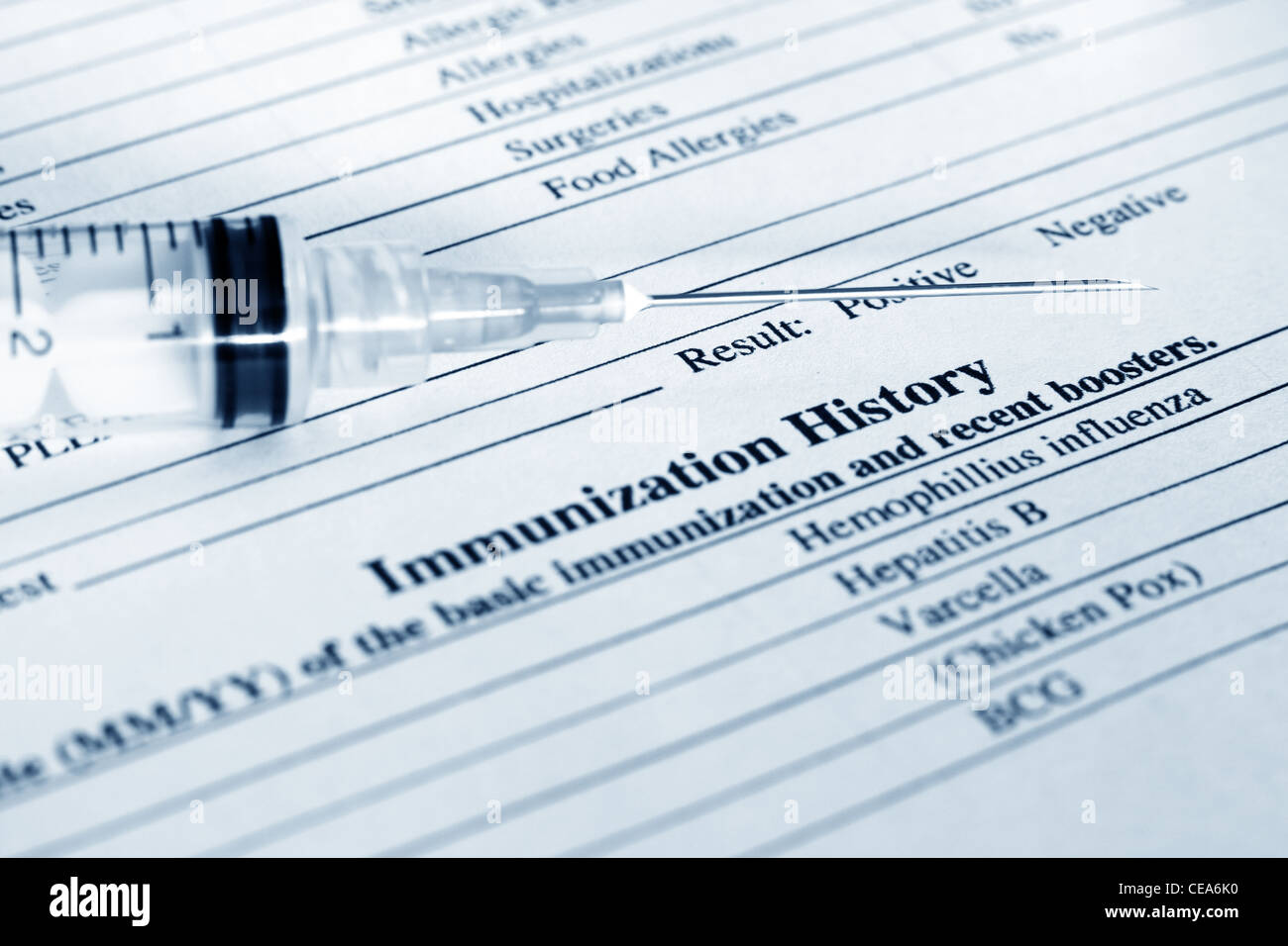 Immunization history form Stock Photo - Alamy
