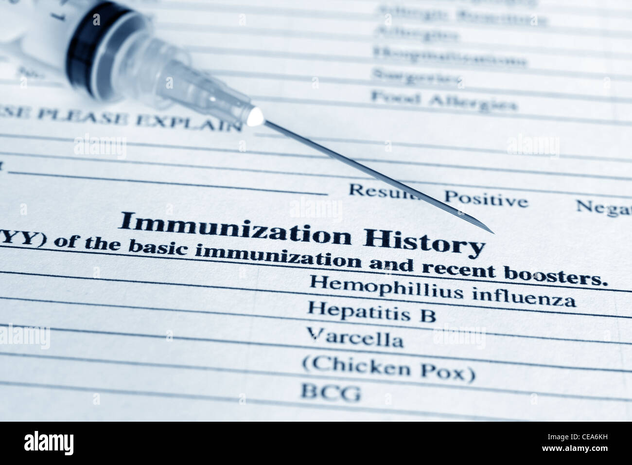 Immunization history form Stock Photo - Alamy