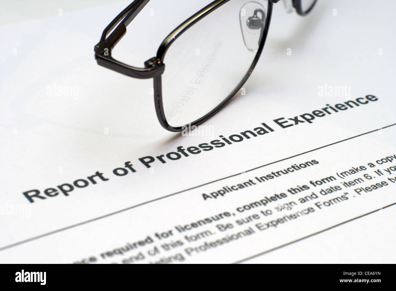 report of professional experience Stock Photo - Alamy