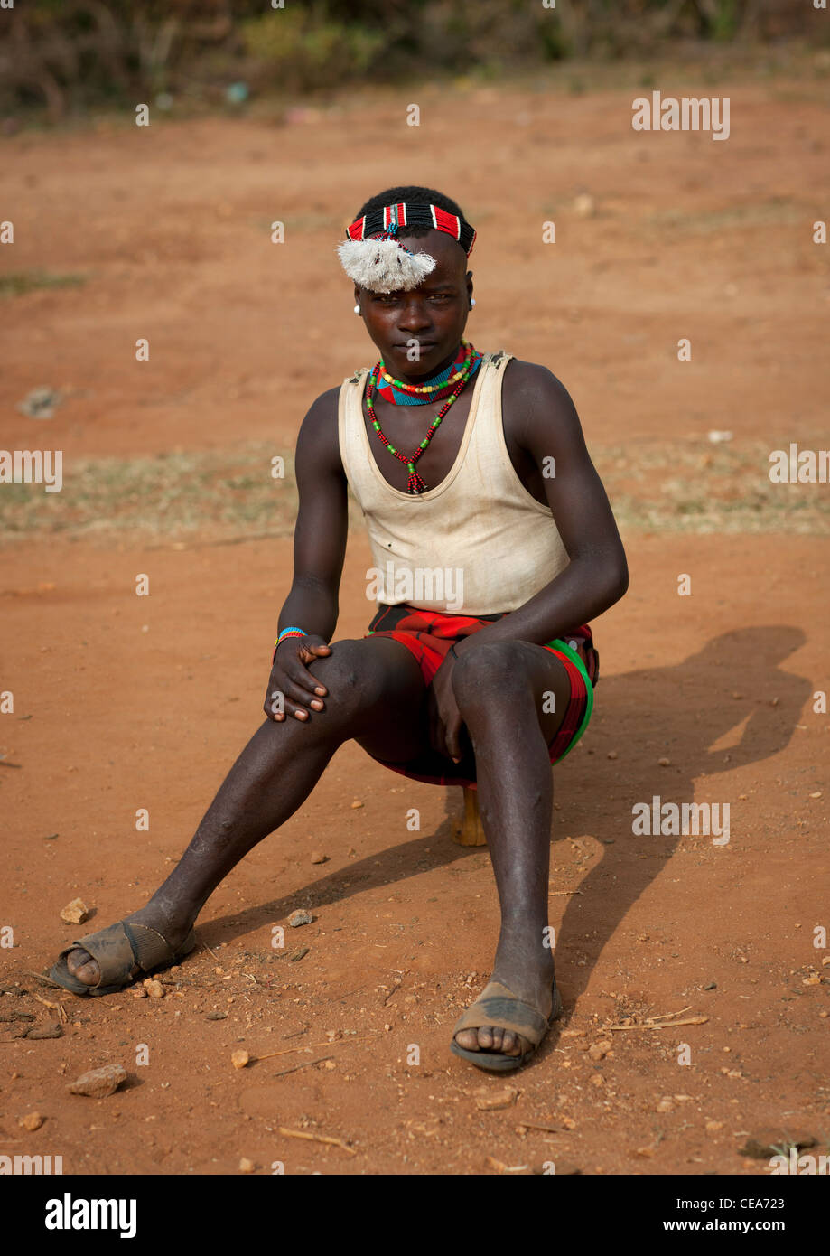Sitting Ari Teenage Boy With Traditional Ornaments Omo Valley Ethiopia ...