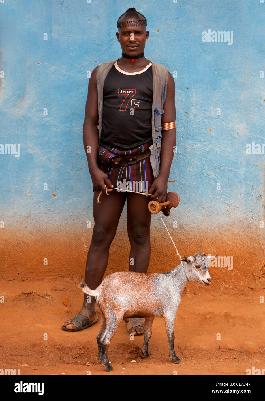 Tsemay Man With His Goat In Jinka Market Omo Valley Ethiopia Stock ...