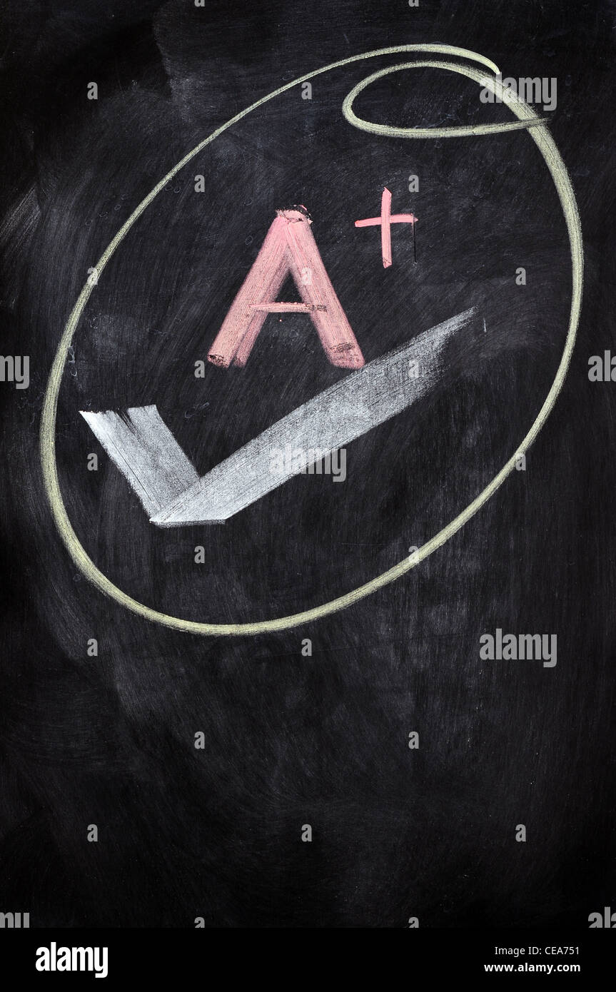 A plus written on a blackboard Stock Photo - Alamy