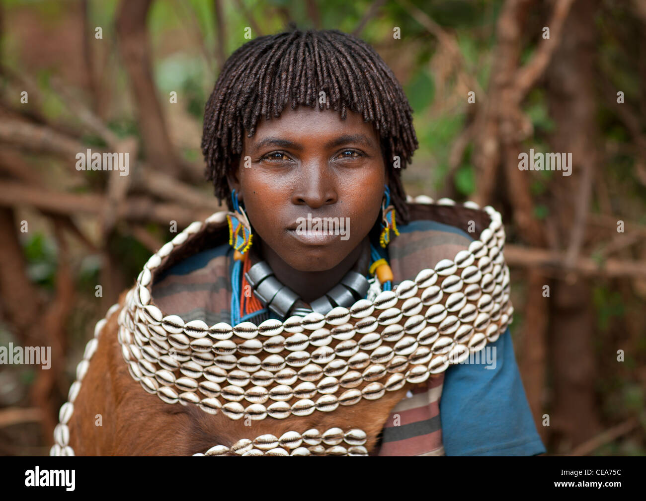 Bana Married Woman Wearing Skin And Shell Garment Omo Valley Ethiopia ...