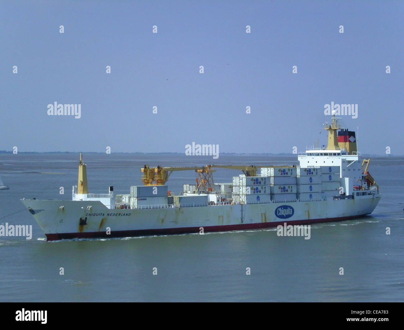 The reefer ship Chiquita Nederland arriving at Bremerhaven Stock Photo ...