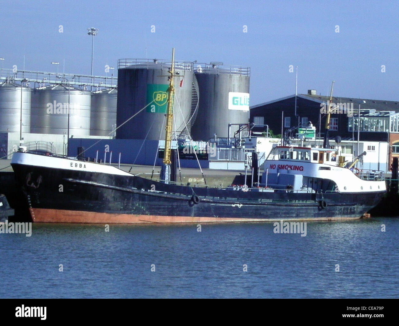 The coastal tanker Ebba is docked in the port of Cuxhaven, Germany. The ...