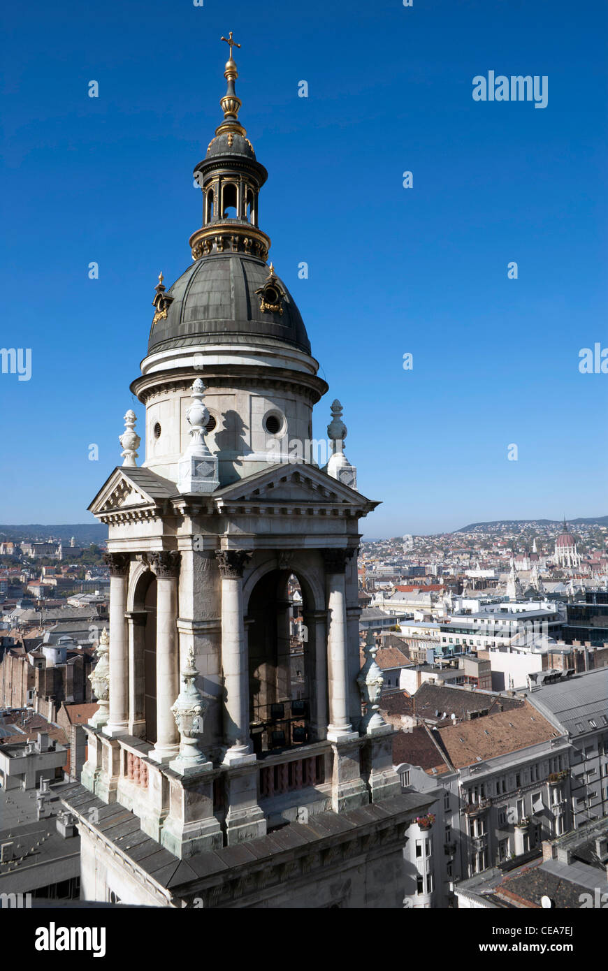One of the clock towers of St Stephen's Basilica, Budapest, Hungary ...