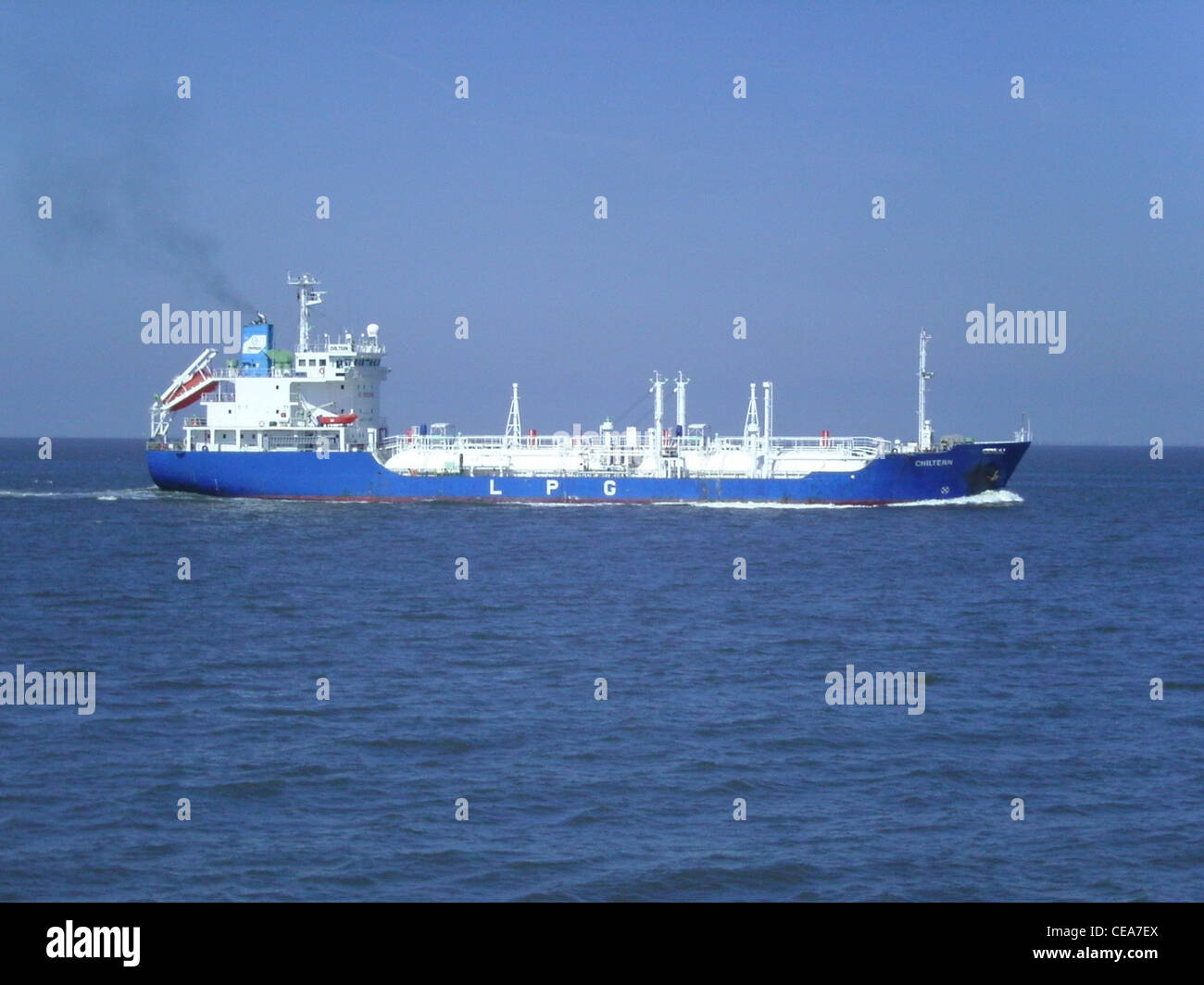 The LPG tanker Chiltern is seen inbound on the River Elbe, approaching ...