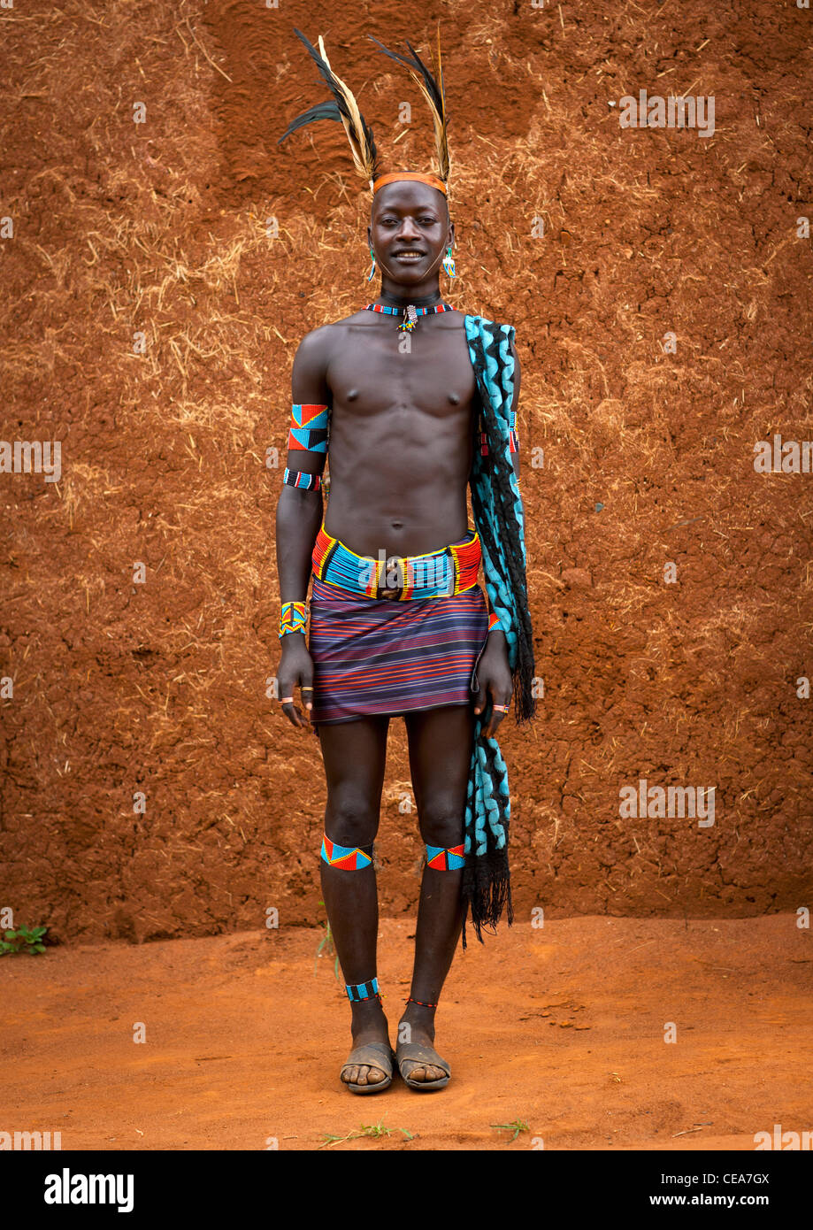Smiling Banna Tribe Whipper Man In Traditional Clothing Ethiopia Stock ...