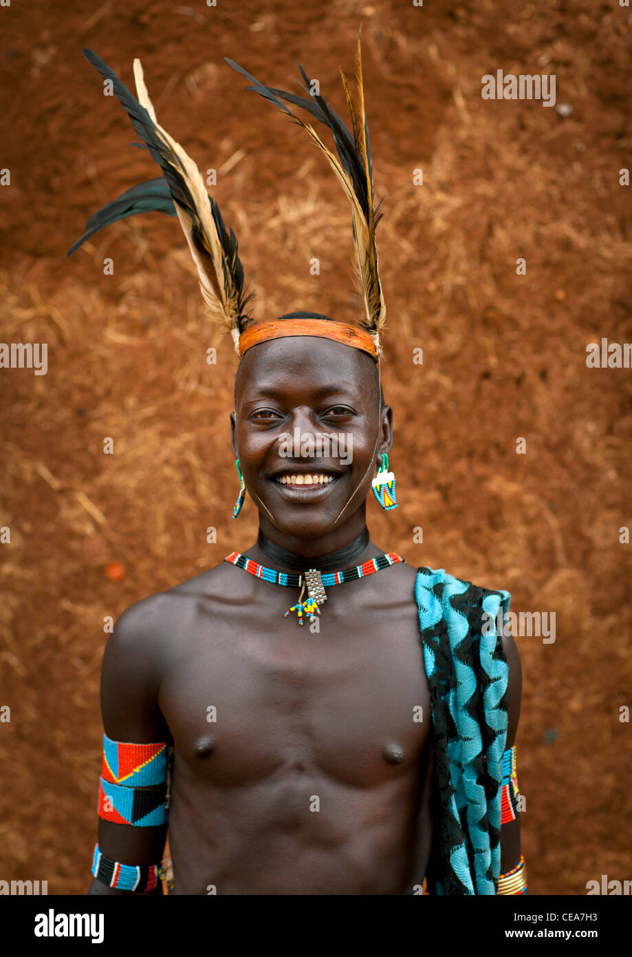 Smiling Banna Tribe Whipper Man In Traditional Clothing Ethiopia Stock ...