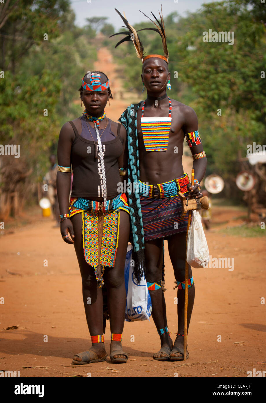 Banna Whipper Standing By A Traditional Garment Dressed Banna Young ...