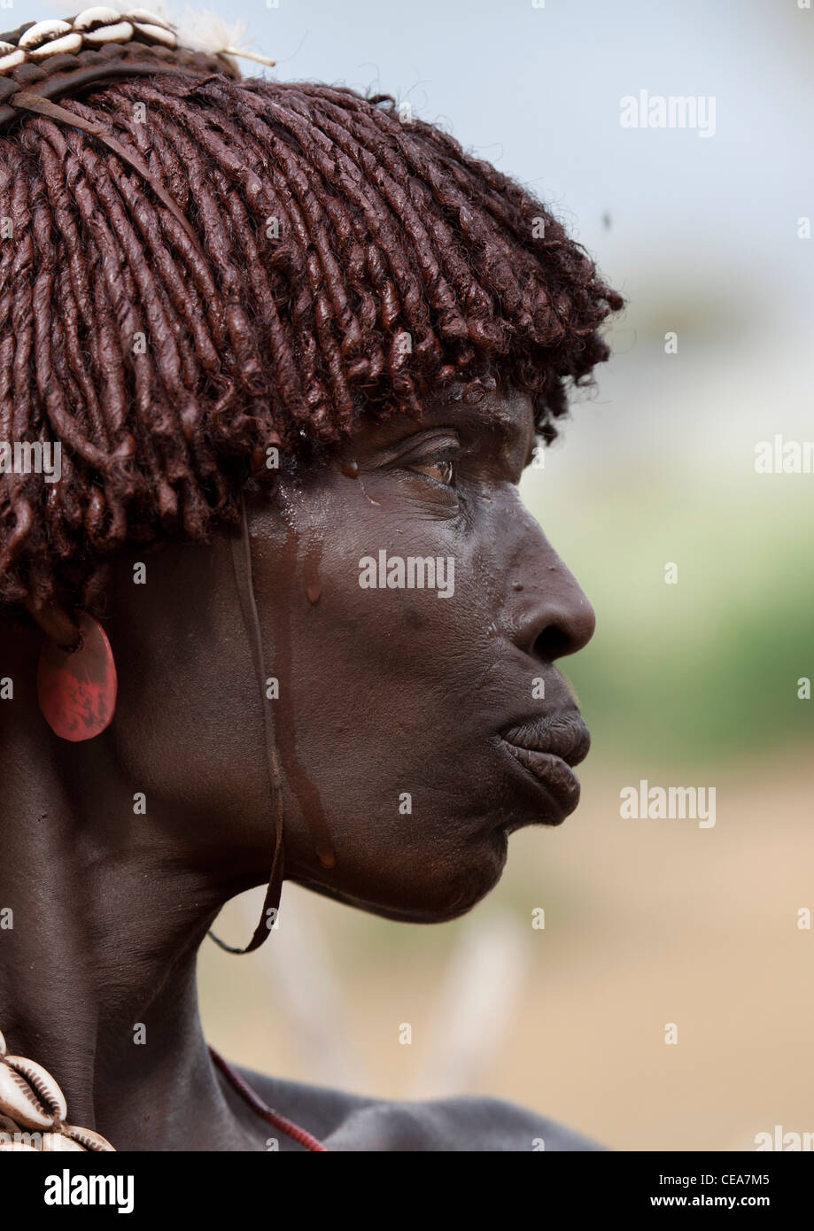 Profile Portrait Of Ochre Dyed Bana Woman Ethiopia Stock Photo - Alamy