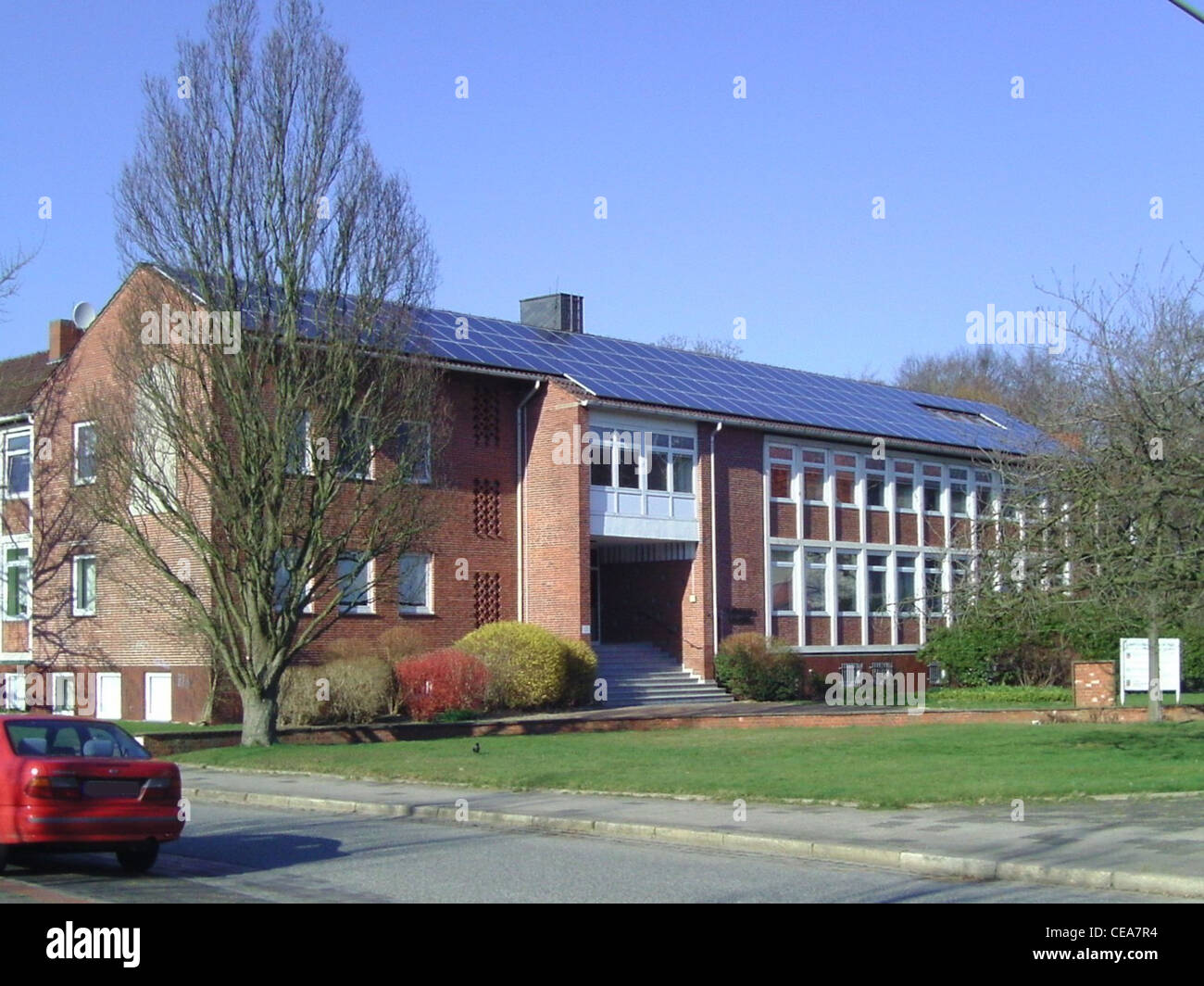 This building in Northern Germany features solar panels on its roof ...
