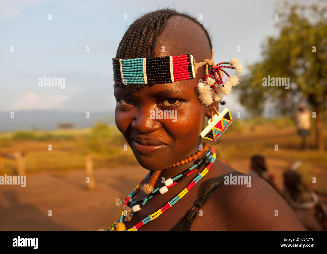 Bana Woman With Original Hairstyle And Beaded Jewels Jumping Ceremony ...