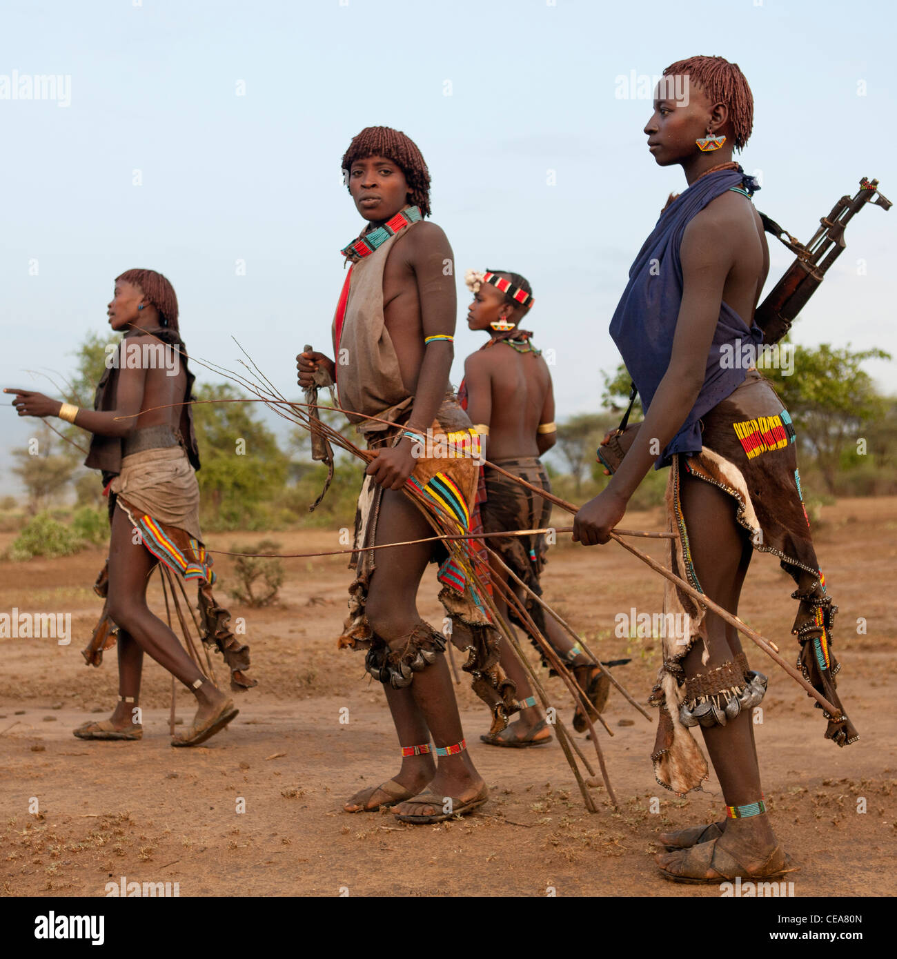 Bana Women Carrying Kalashnikov And Whips Bull Jumping Ceremony ...