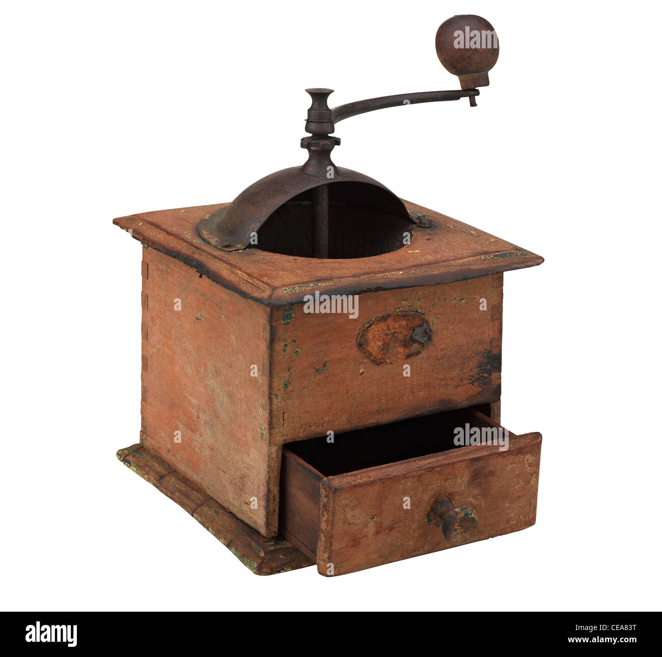 Old coffee mill isolated on white Stock Photo - Alamy