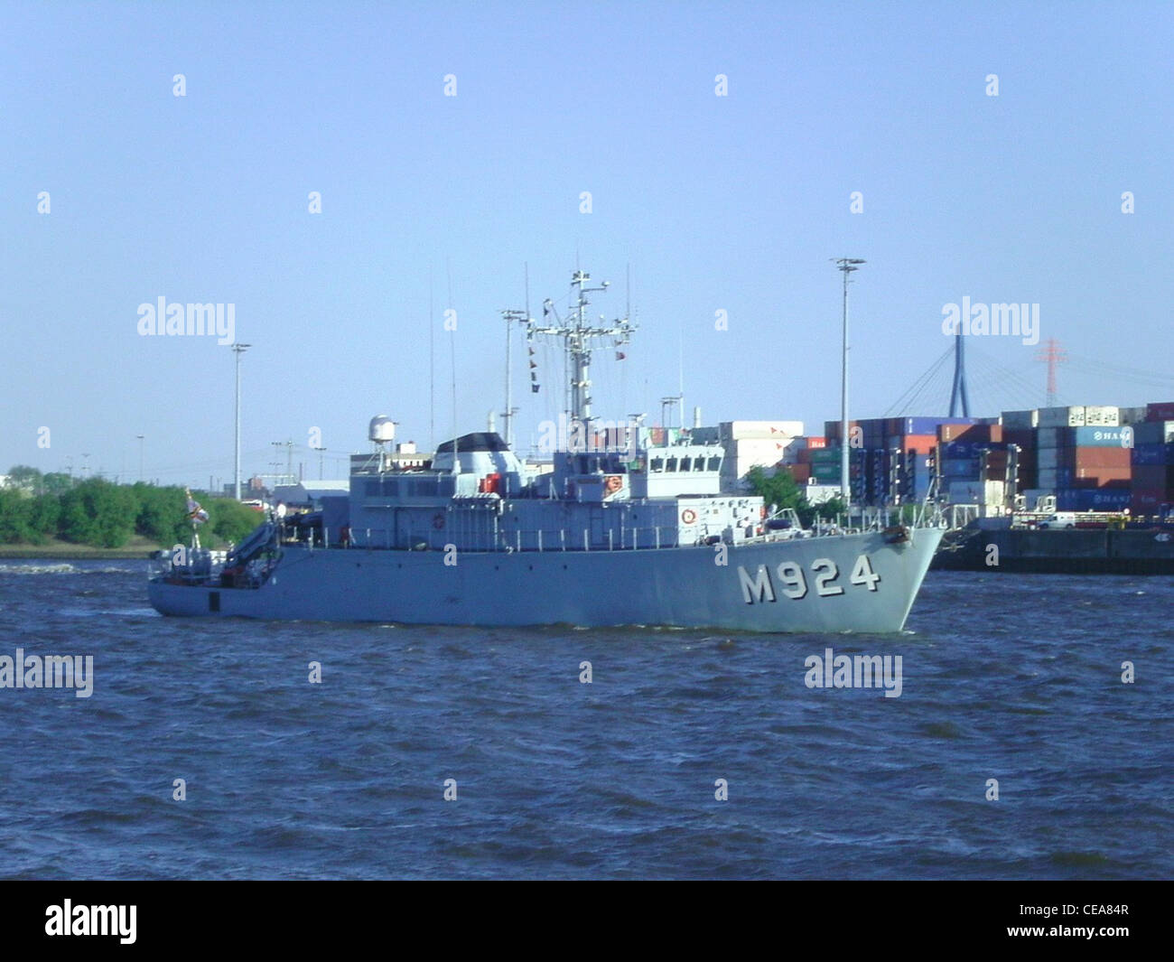 The Belgian Navy's minehunter BNS Primula (M924) is departing the port ...