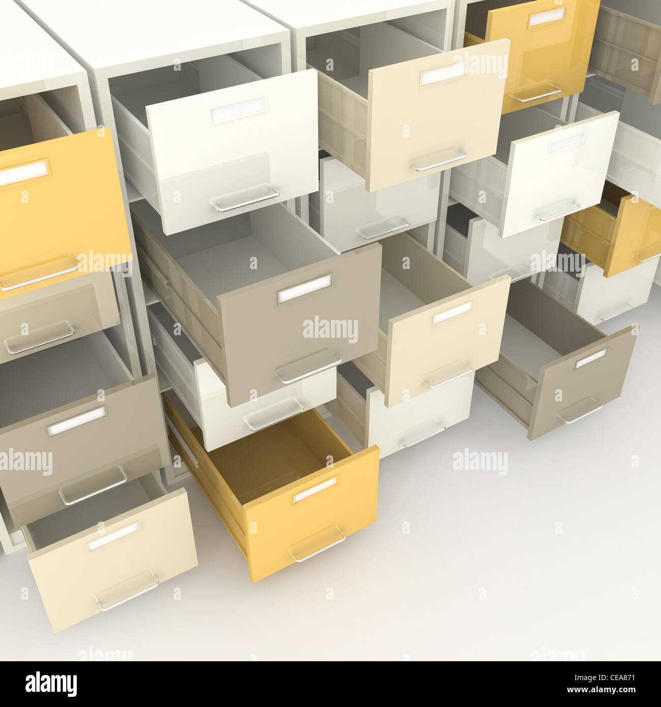 3d image of open drawer of file cabinet Stock Photo - Alamy