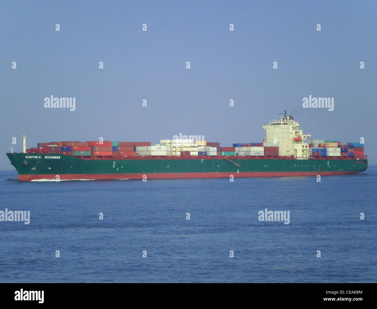 The Kaethe C. Rickmers is a container ship traveling outbound on the ...