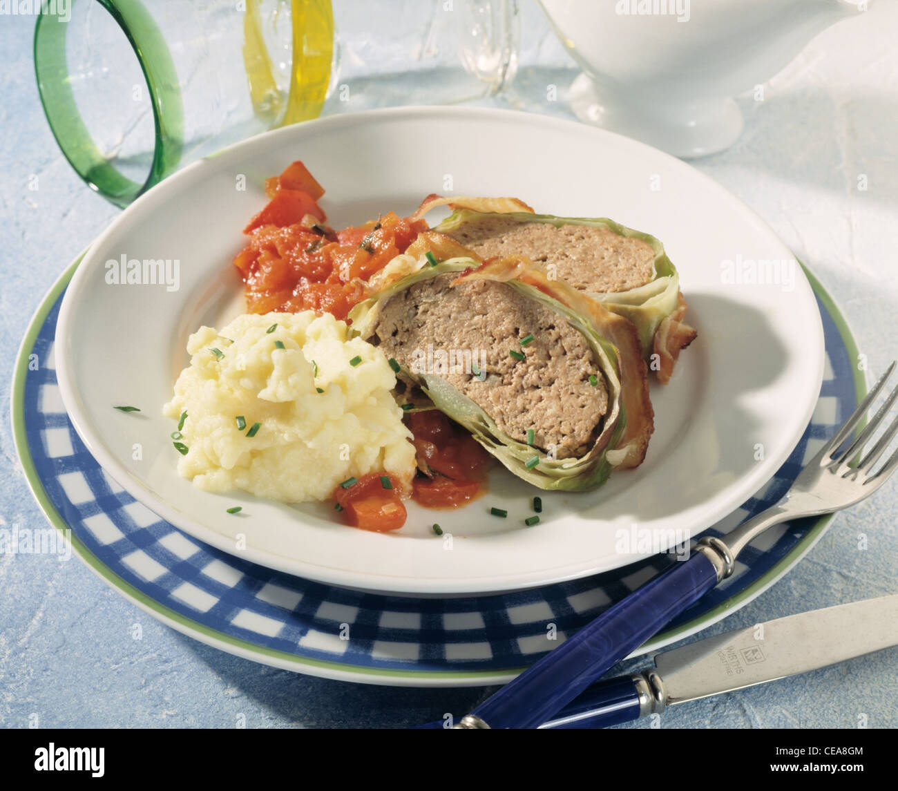 Spicy white cabbage - minced meat roulade Stock Photo - Alamy