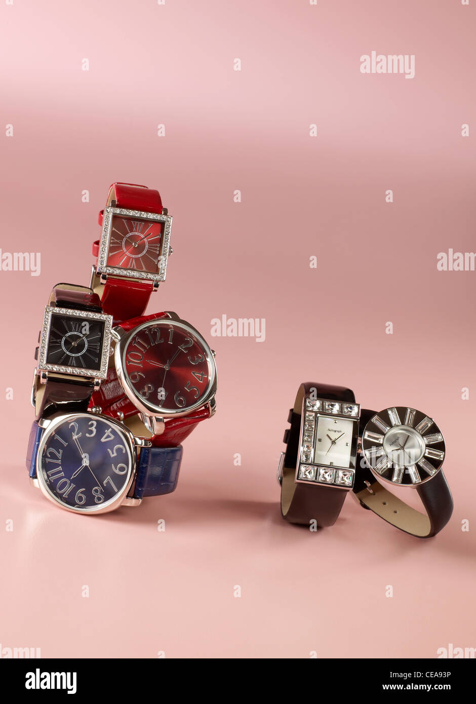 A still life shot of six mens and womens wrist watches Stock Photo - Alamy