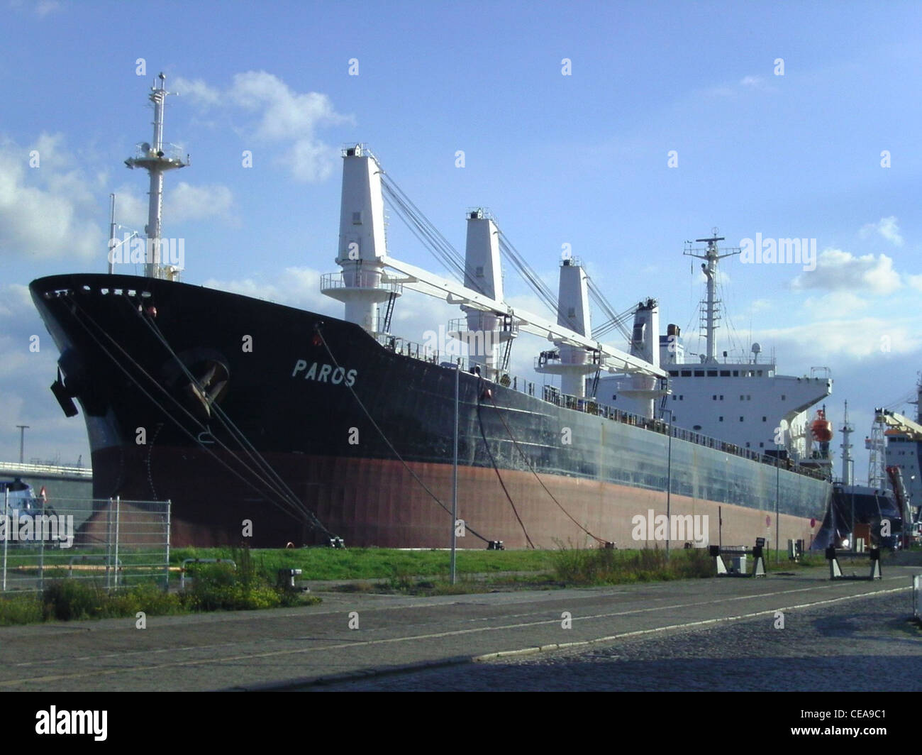 The bulk carrier Paros is docked at the Port of Bremerhaven, Germany ...