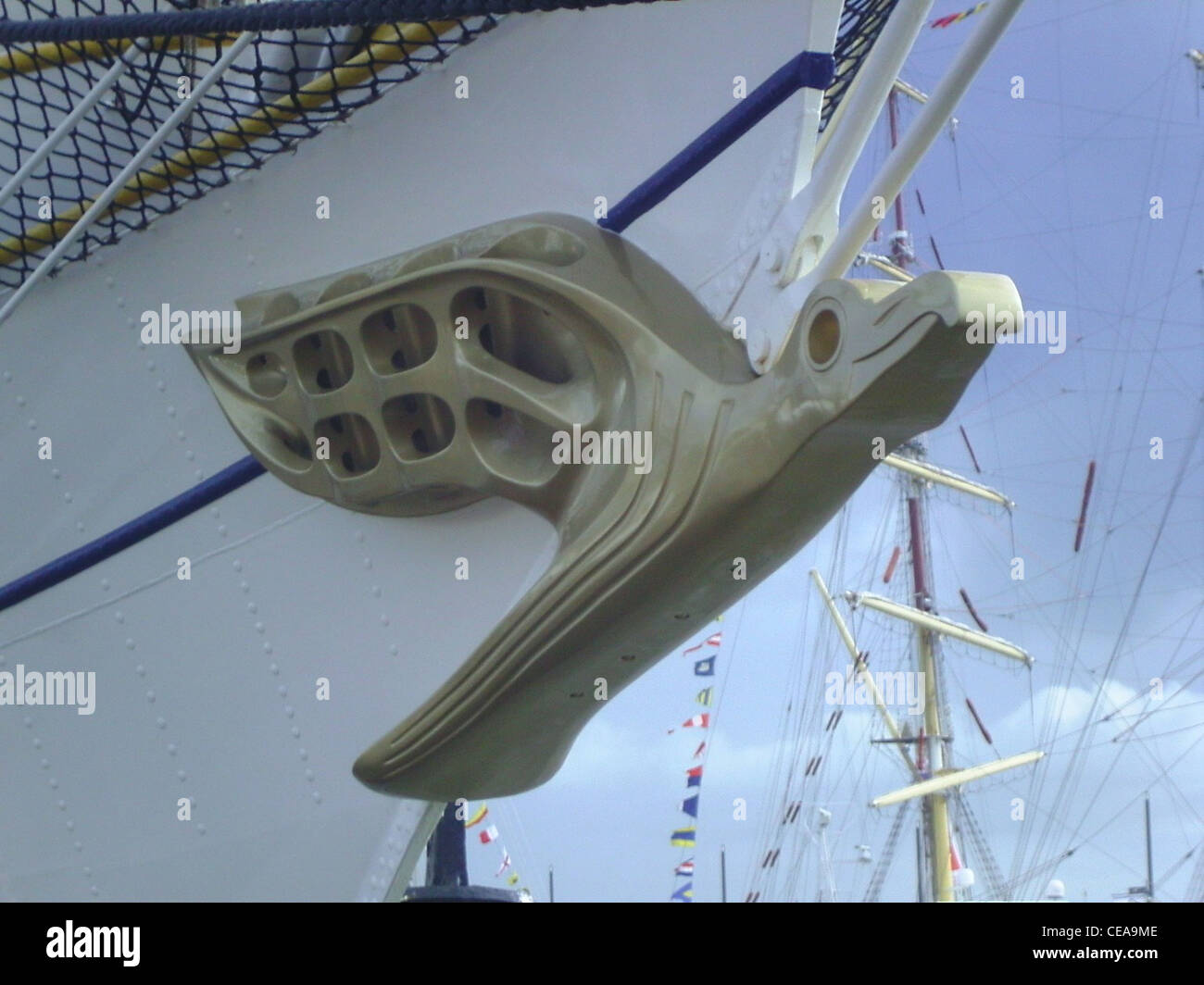The figurehead of the Gorch Fock, a sailing ship built in 1958 for the ...