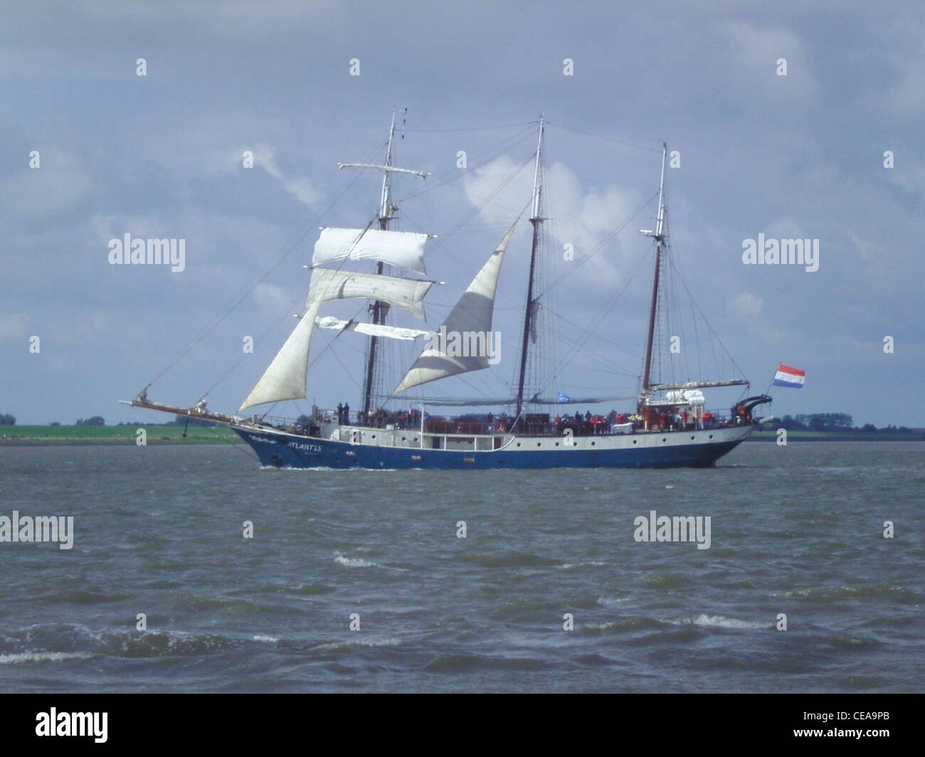 The Dutch sailing ship Atlantis is part of a parade on the River Weser ...