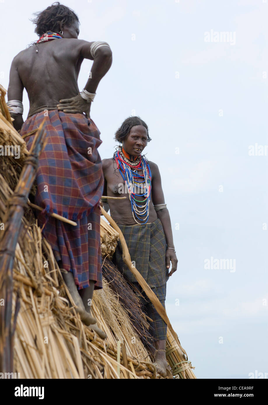 Arbore Women Making A Thatch Hut Ethiopia Stock Photo - Alamy