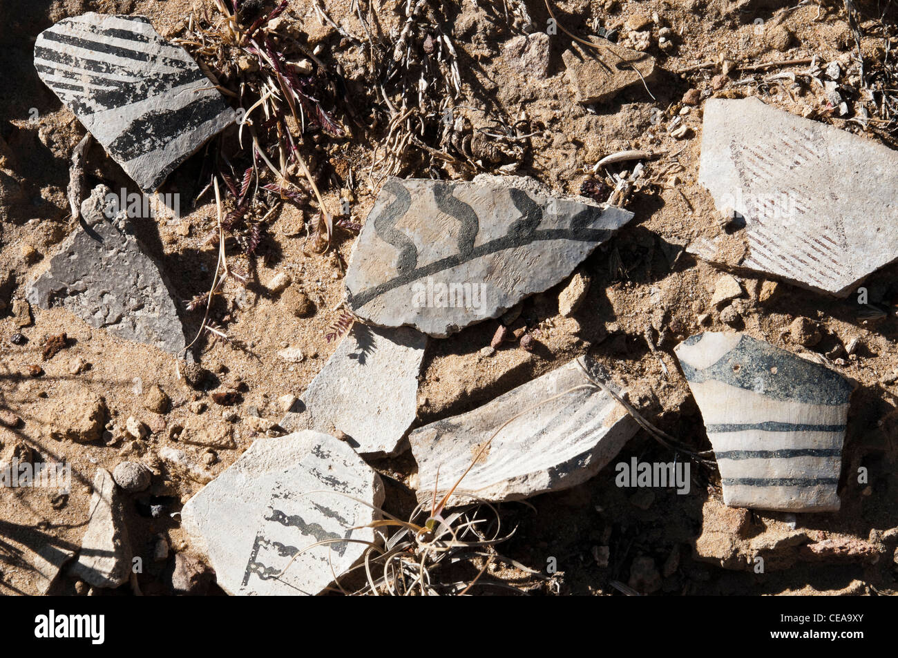 Pottery shards, Penasco Blanco, Chaco Culture National Historical Park ...