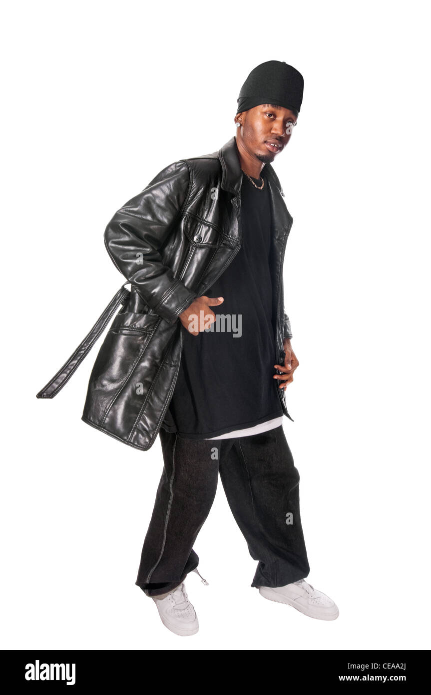 Cool young hip-hop dancer on white background Stock Photo - Alamy