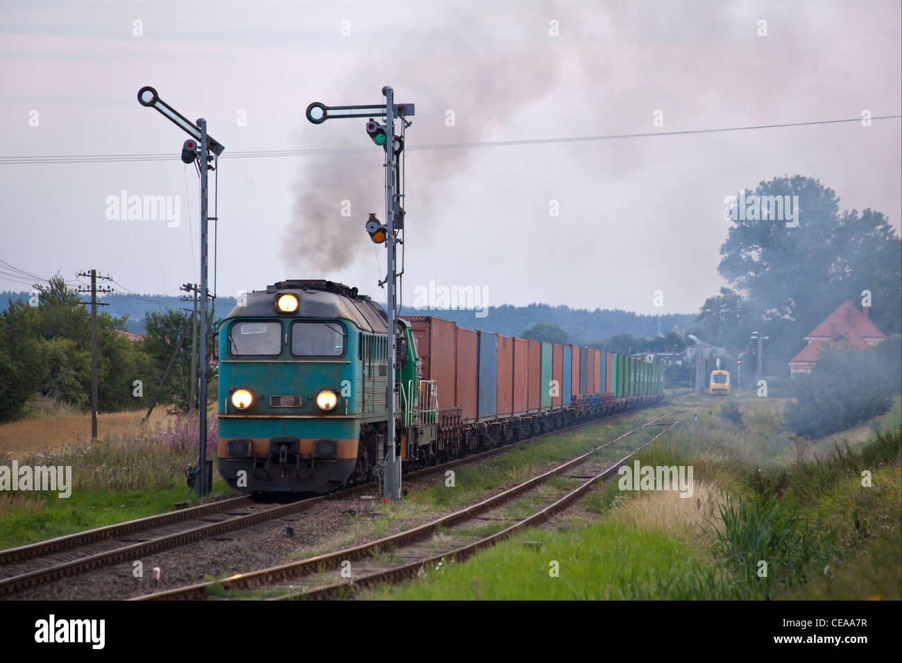 Freight diesel train Stock Photo - Alamy